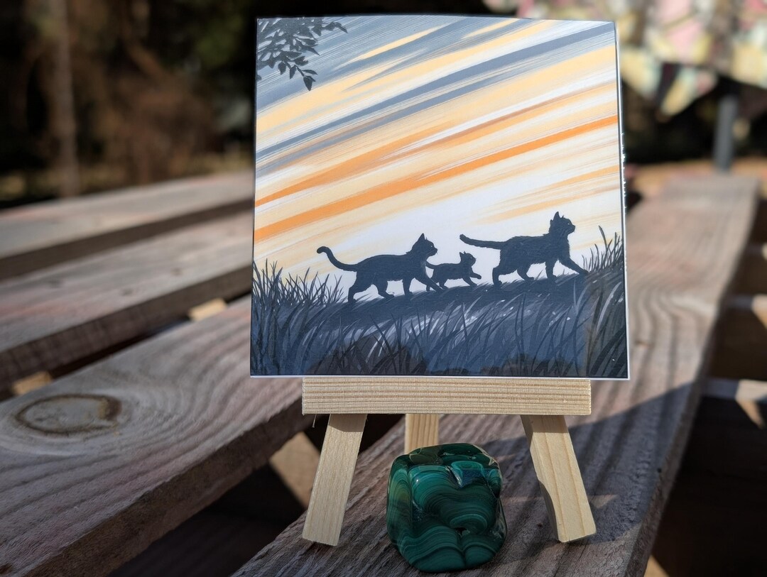 Cat Family Sunset Stroll Sticker - Purrfectly Adorable! - Etsy