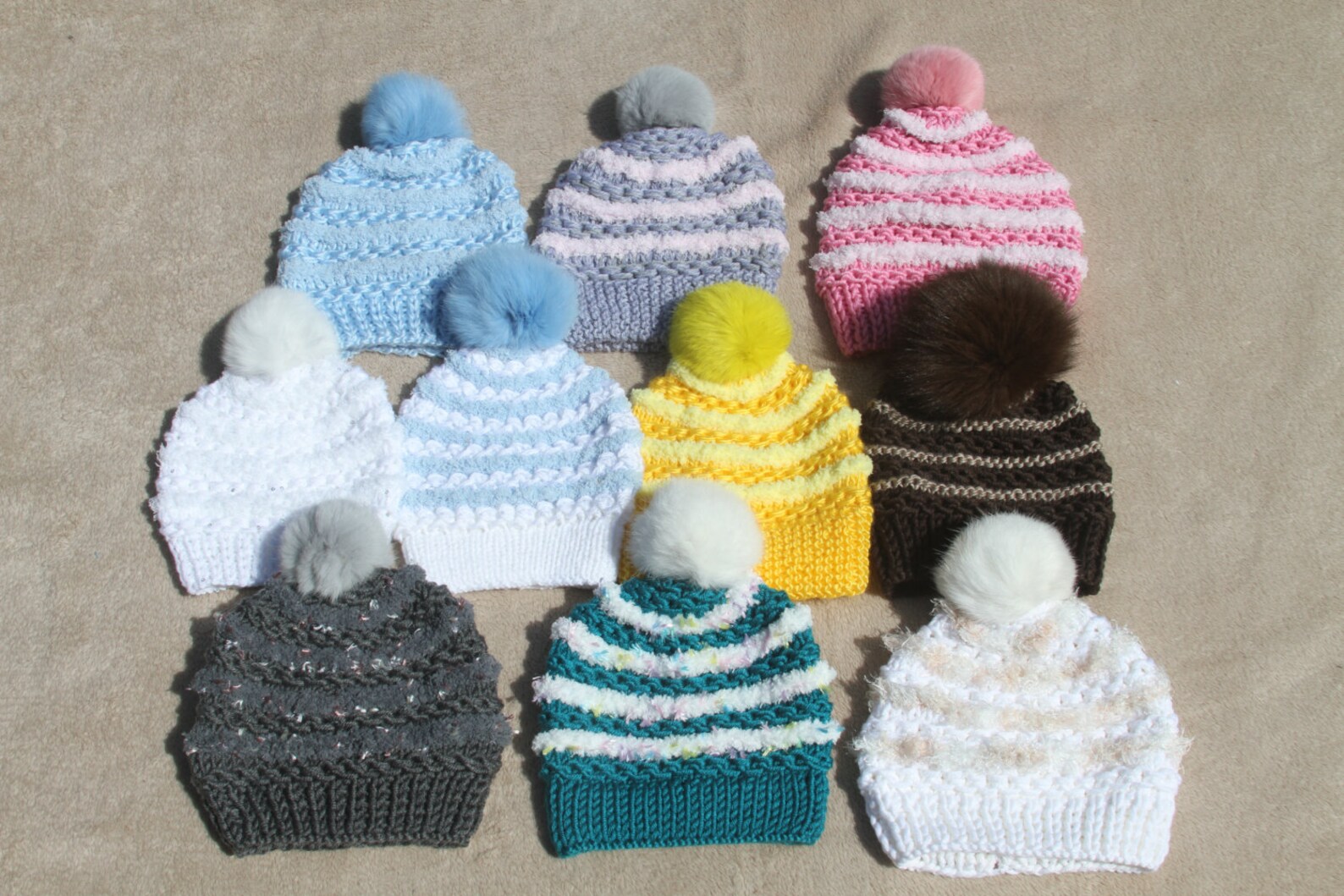 Knitted Girls Hat. Knitted Hat. Girls Knitted Grey Hat. Pom | Etsy