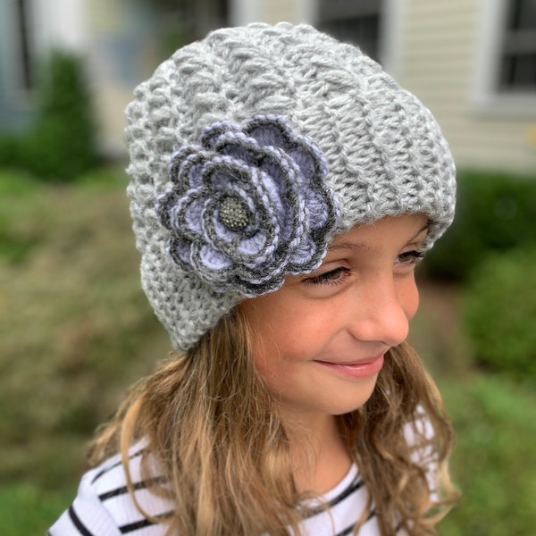 Knit Flower Hat - Etsy