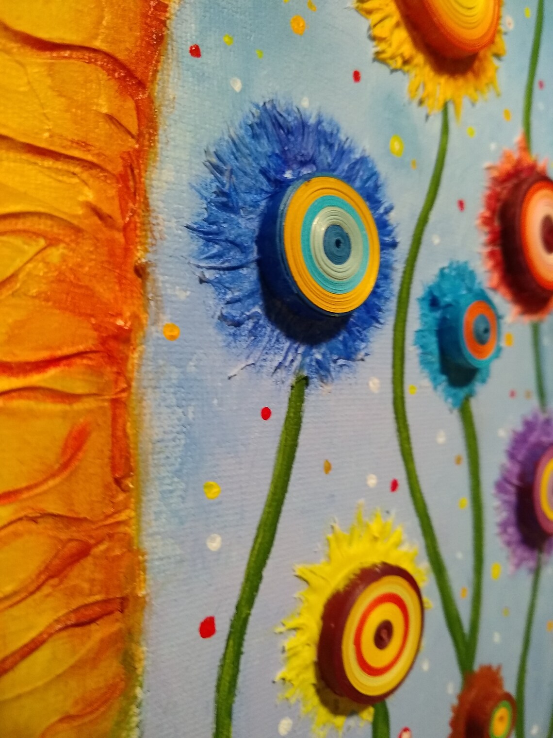 3D Mixed Media Abstract Floral Collage, Relief Art, Quilled Artwork ...