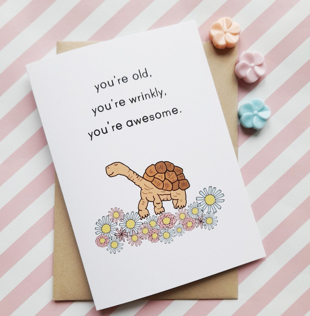 Tortoise Birthday Card, Funny Birthday Greetings Card, Cute Birhday ...