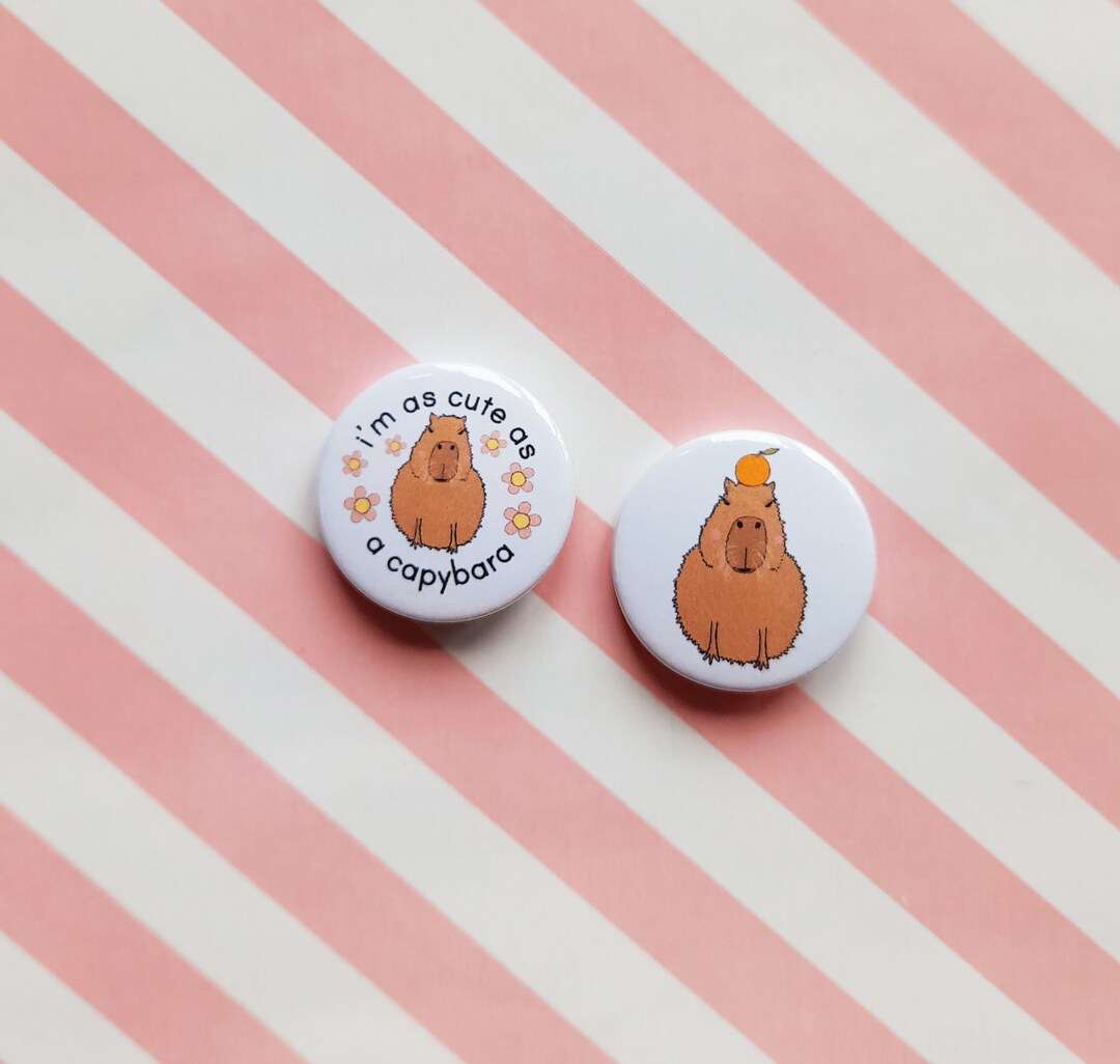 25mm Capybara Button Badge Set, Cute Capybara Gift, Gift for Animal ...
