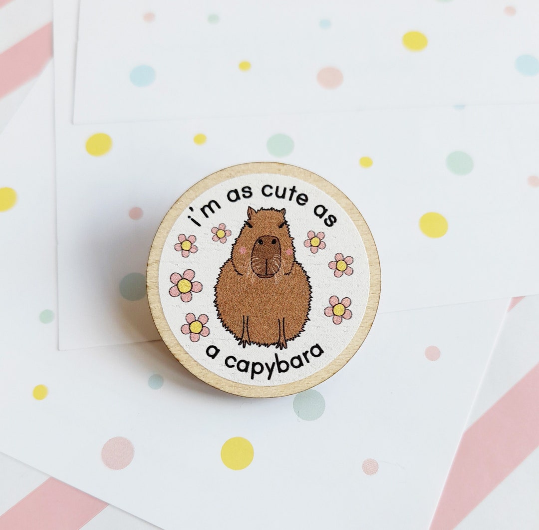 40mm Capybara Pin Badge, Animal Lover, Gift, Motivational, Capybara ...