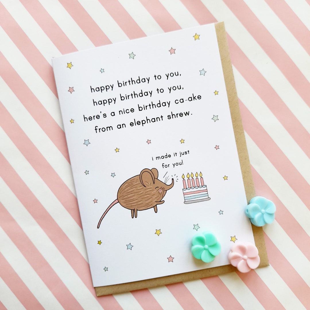 Elephant Shrew Birthday Card, Cute Sengi, Funny Birthday, Birthday Poem ...