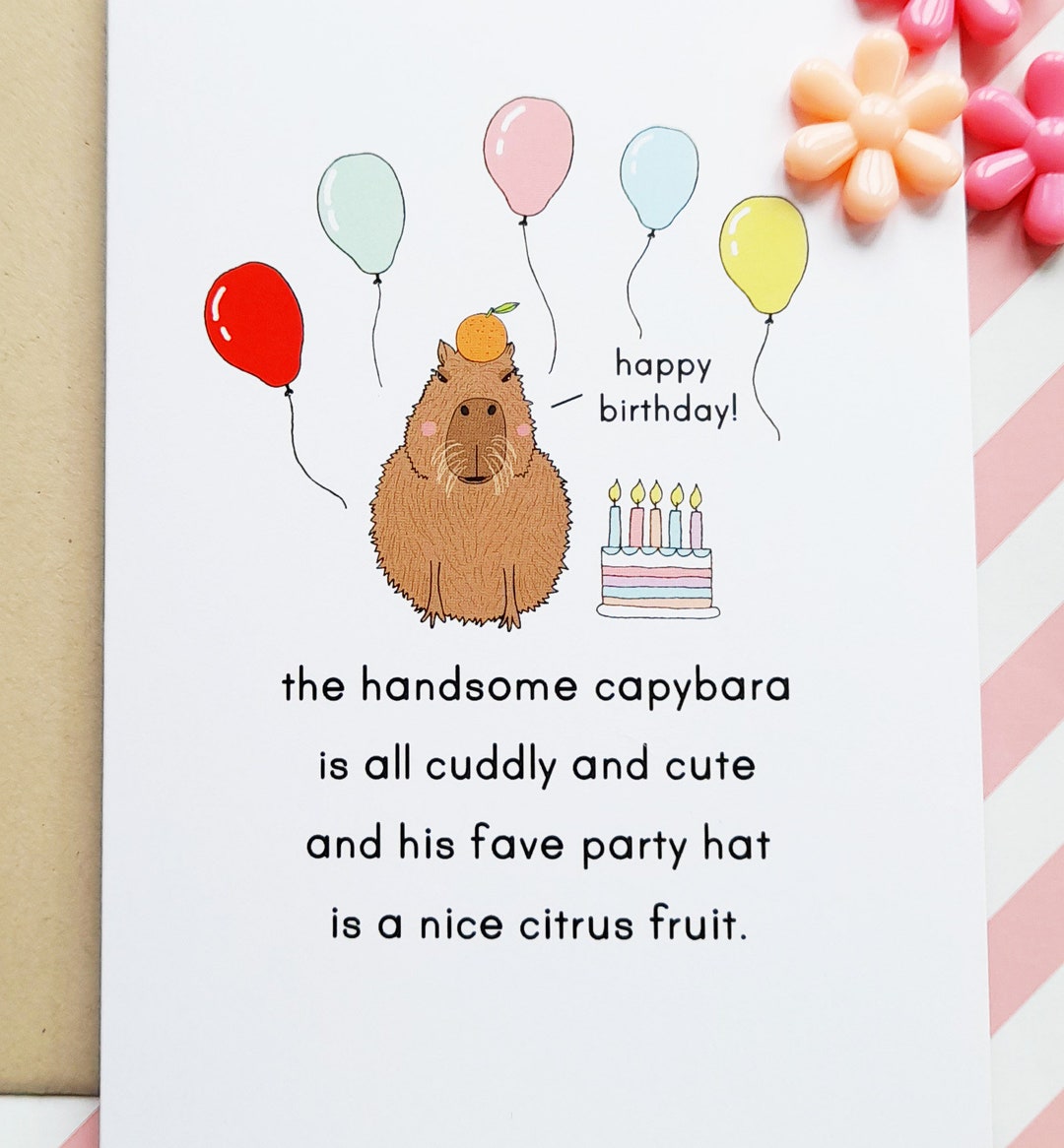 Capybara Poem Birthday Card, Birthday Poem, Funny Birthday Card ...