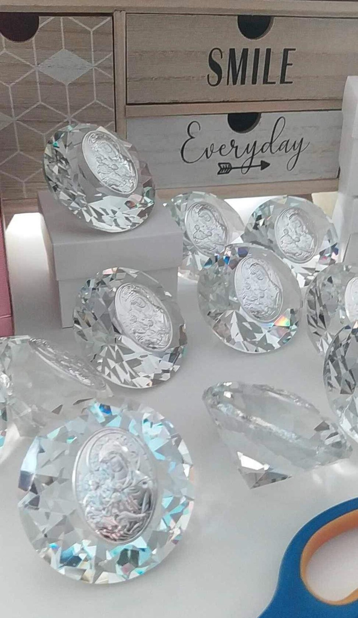 Silver Crystal Favors Diamond Icon Panagia an Jesus Baptism Ornament ...