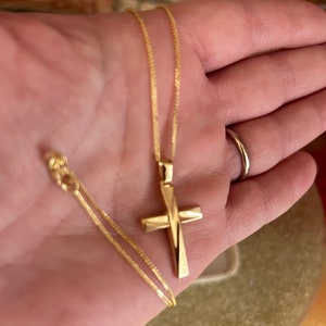 Minimalist Baptism Cross Solid Gold Baby Boy Christening Gift Nona ...
