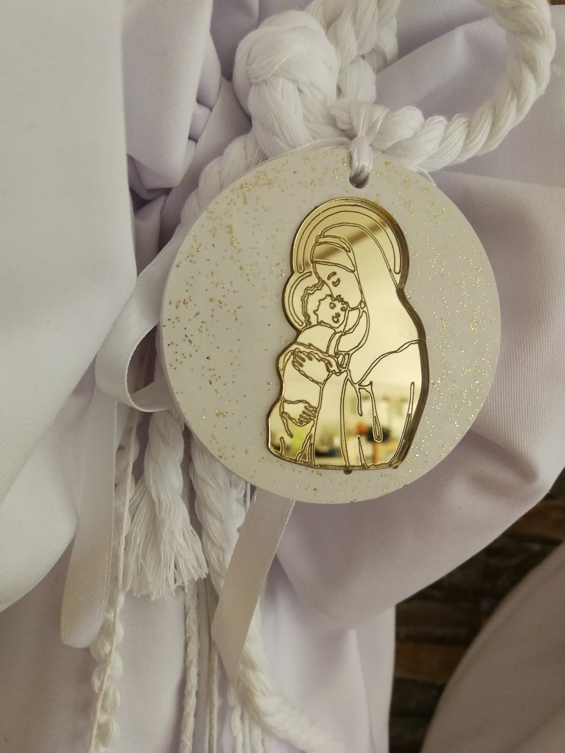 Panagia Personalised Set White Baptism Candle Keepsake Bag Towel Set ...