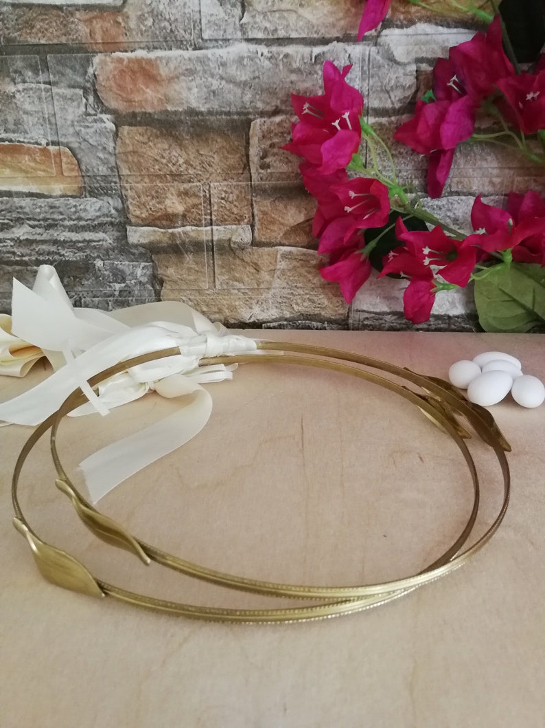 Simple Gold Olive Leaves Set Stefana Crowns Greek Orthodox - Etsy