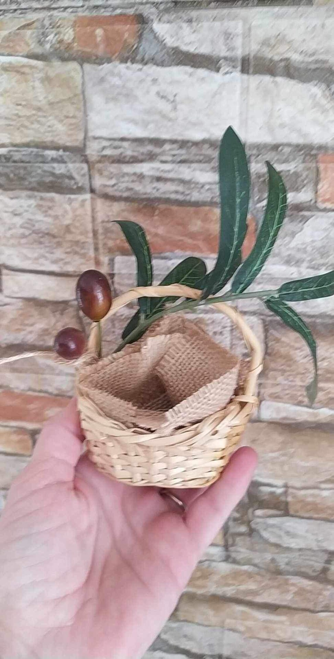 Olive Branch Mini Basket Favors Rustic Ornament Souvenirs Baptism ...
