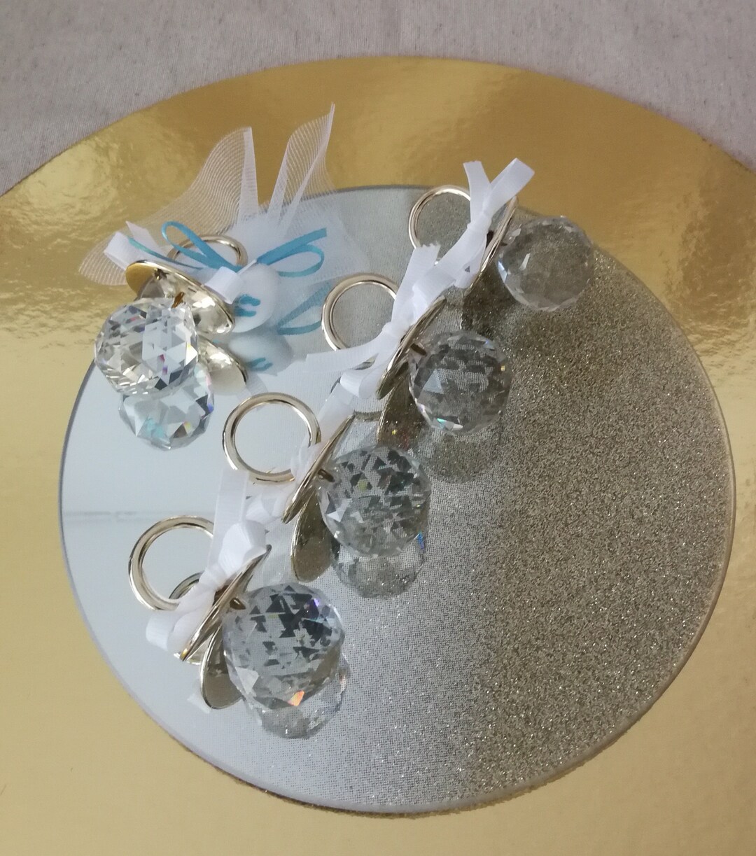 Personalized Crystal Pacifier Favors in Box Stainless Steel Enamel Logo ...