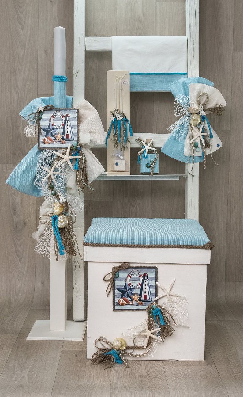 Lighthouse Greek Baptism Set Navy Style Baby Boy Christening - Etsy