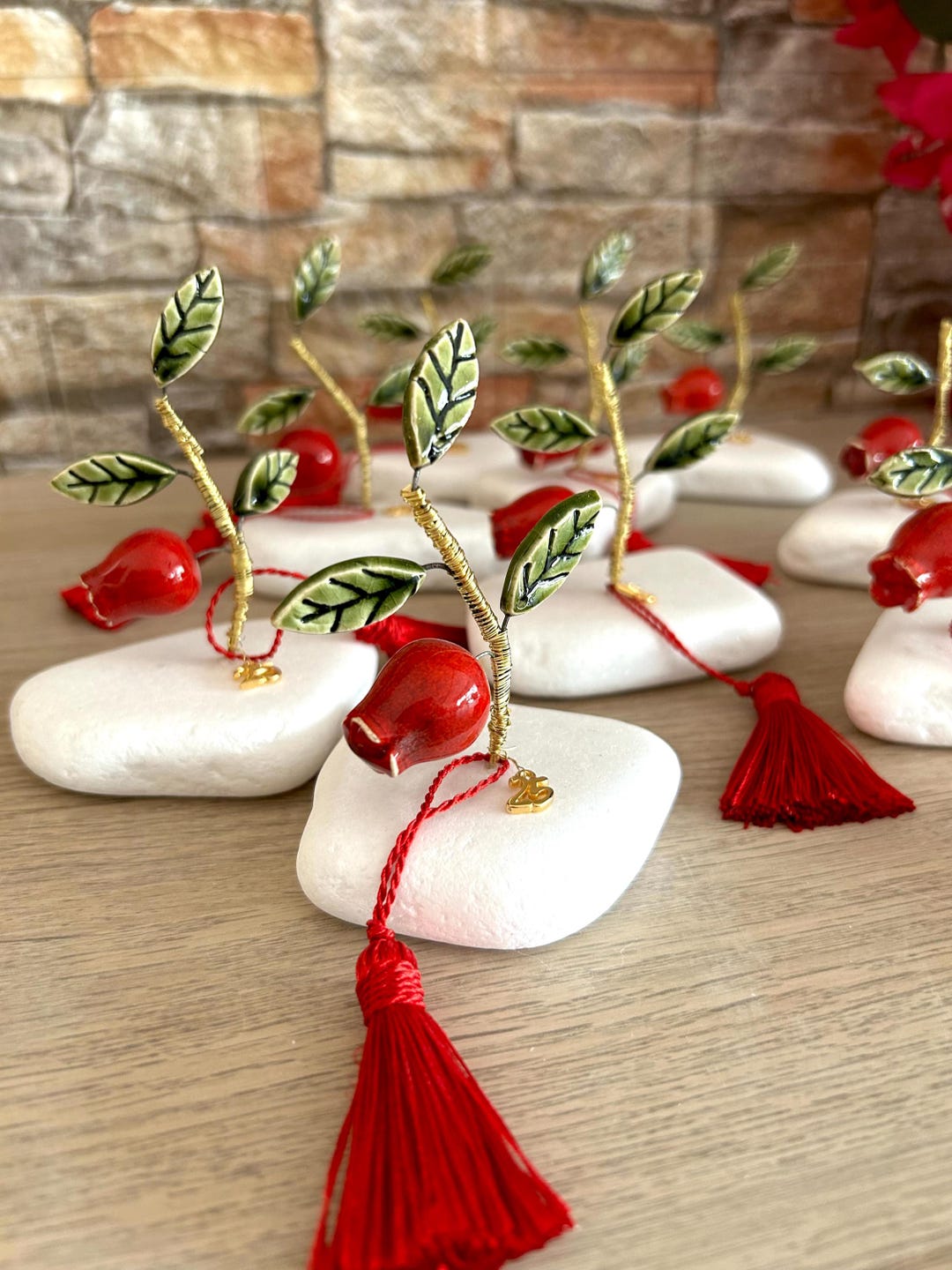 Pomegranate Branch Greek Pottery Handmade Self Stand Marble Ornament ...