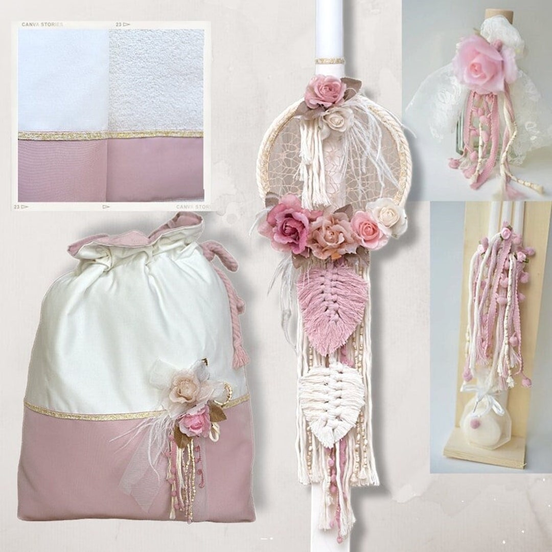 Boho Macrame Set Greek Baptism Bohemian Style Baby Girl Christening ...