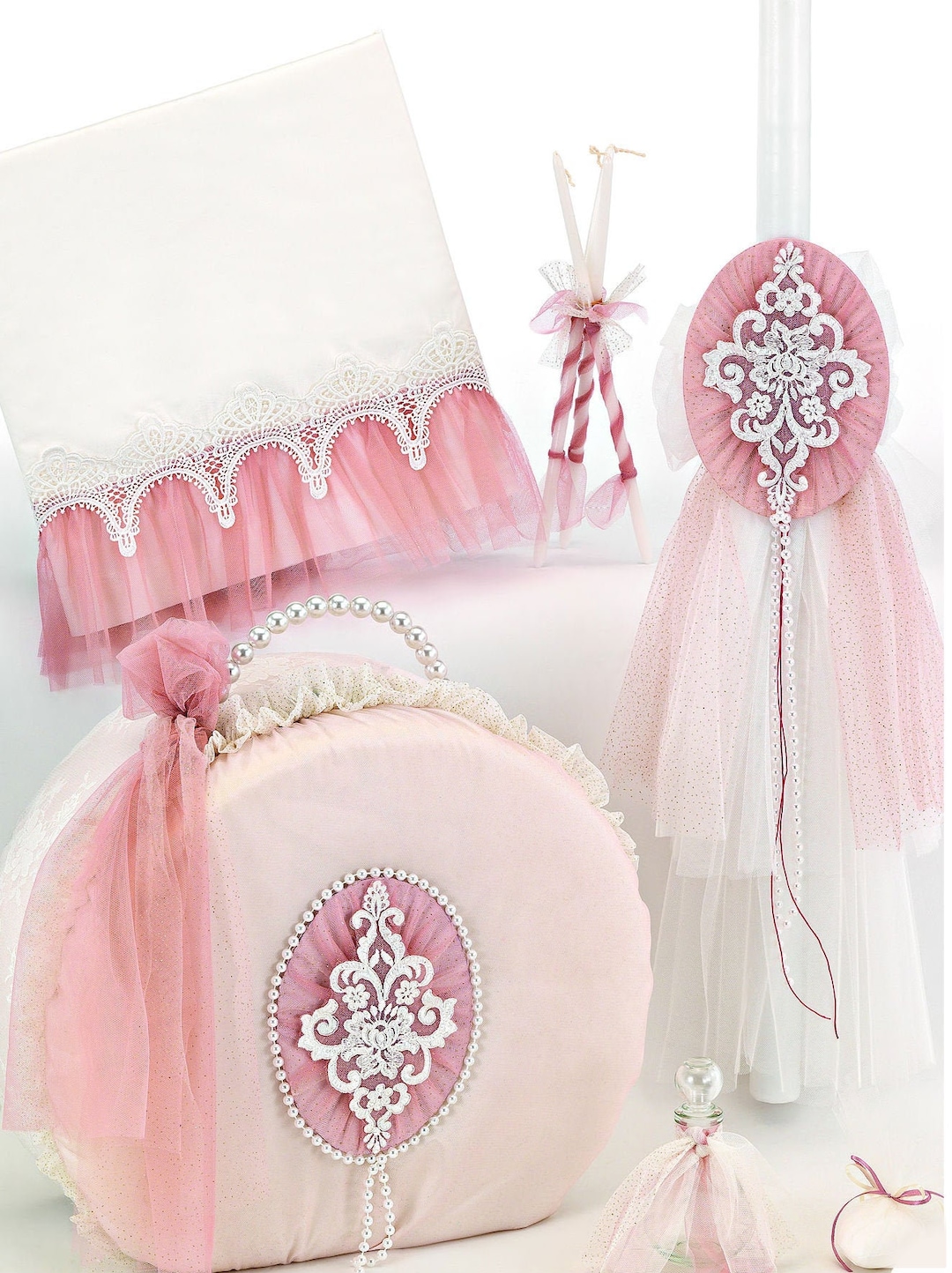 Greek Baptism Set Victorian Baby Girl Christening Lace Style Candle ...