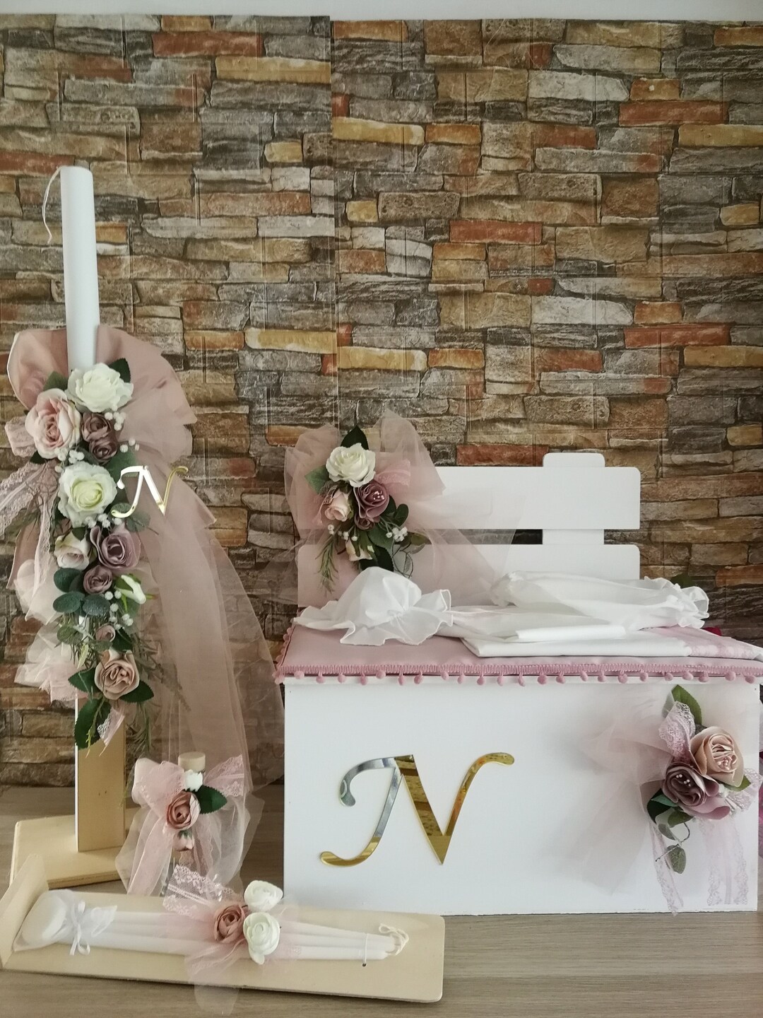 Complete Set Personalised Greek Baptism Style Baby Girl Christening ...