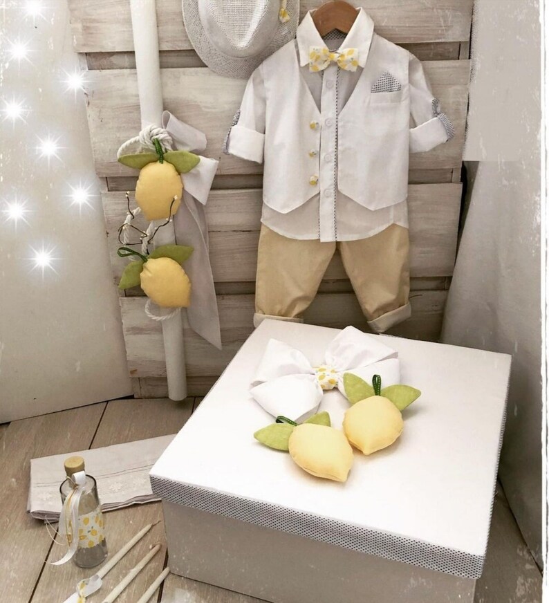 LEMONS Summer Complete Baptism Set Suit Keepsake Box Candle Towel Set ...