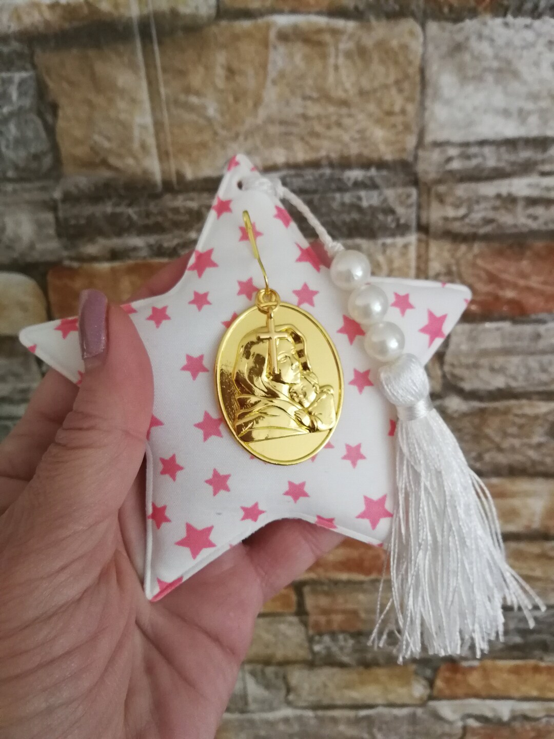 Panagia Icon Filaxto Pillow Mary a Jesus Cross Baptism Gift Orthodox ...