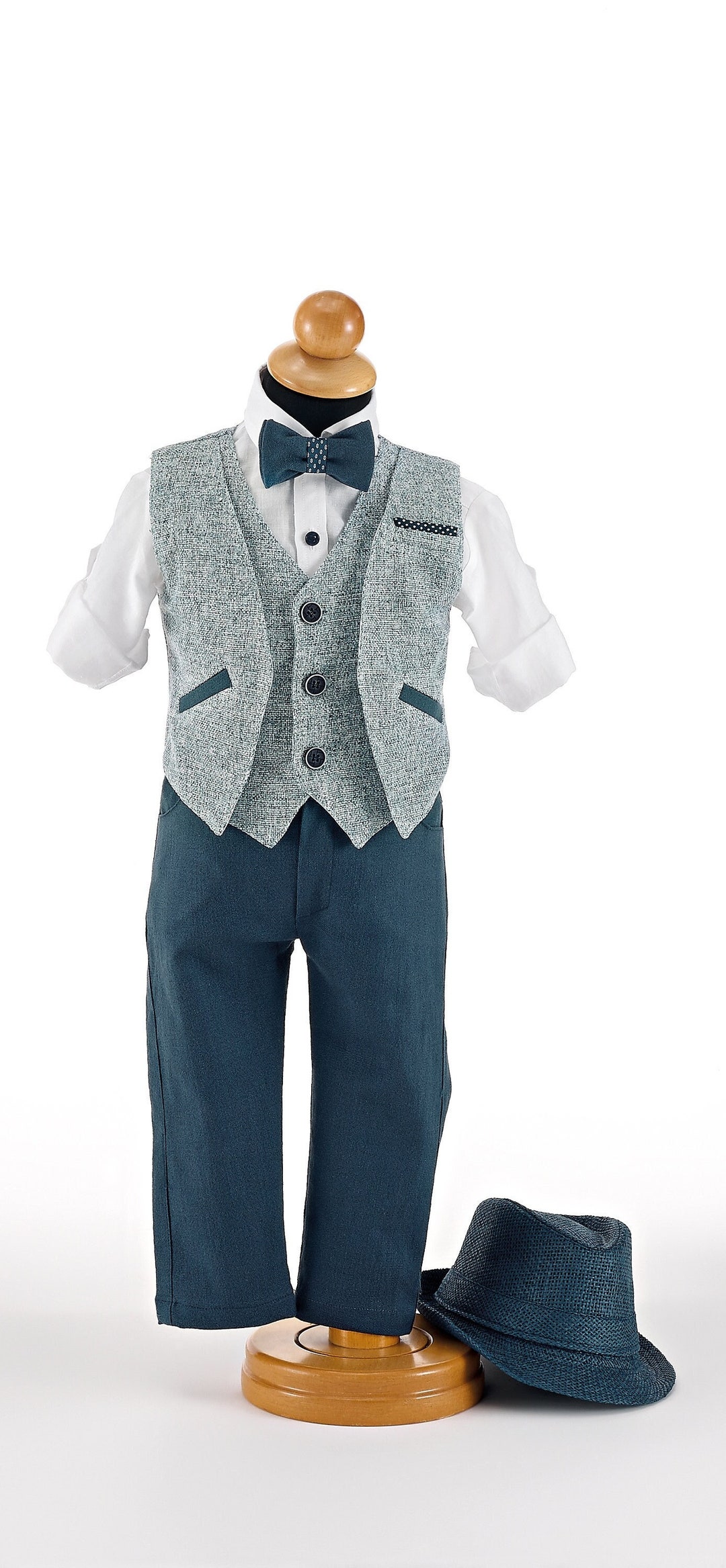 Summer Blue Couture Outfit Baby Boy Greek Suit Orthodox Baptism Toddler ...