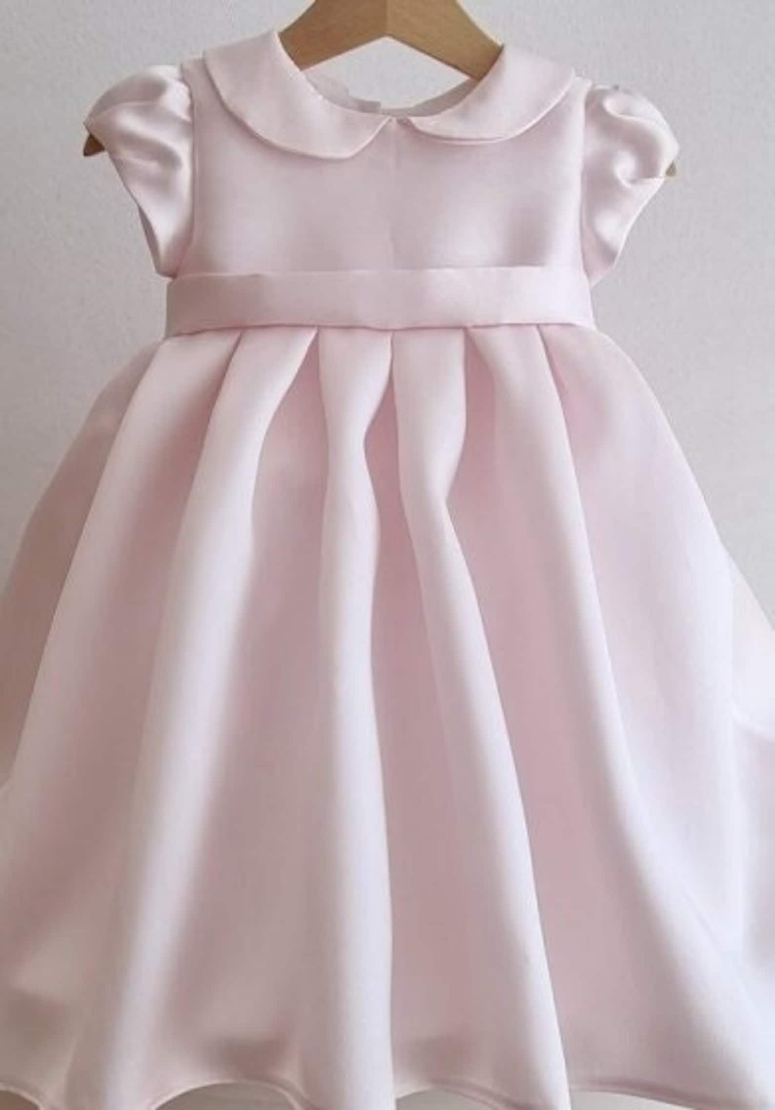 Pink Mikado Style Dress Couture Outfit Baby Girl Greek Christening ...
