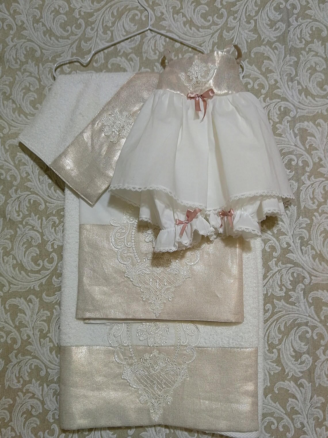 Baroque Lace Blessing Towel Set Ladopana Luxury Lathopana | Etsy