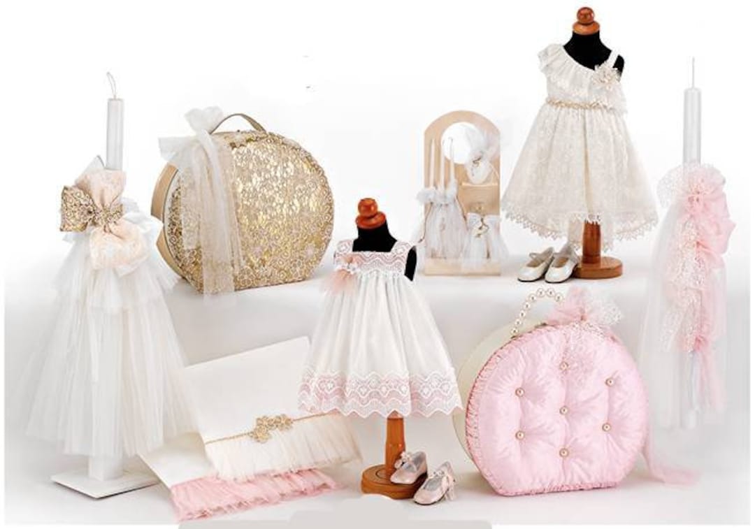 Elegant Lace Greek Baptism SET Candle Orthodox Baby Girl Baptism Bag ...