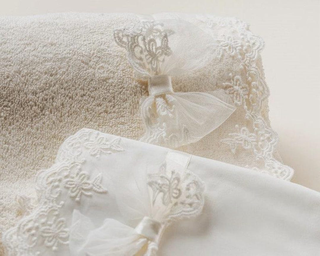 Lace and Satin Ladopana Set Baby Girl Greek Baptism Handmade Towel ...