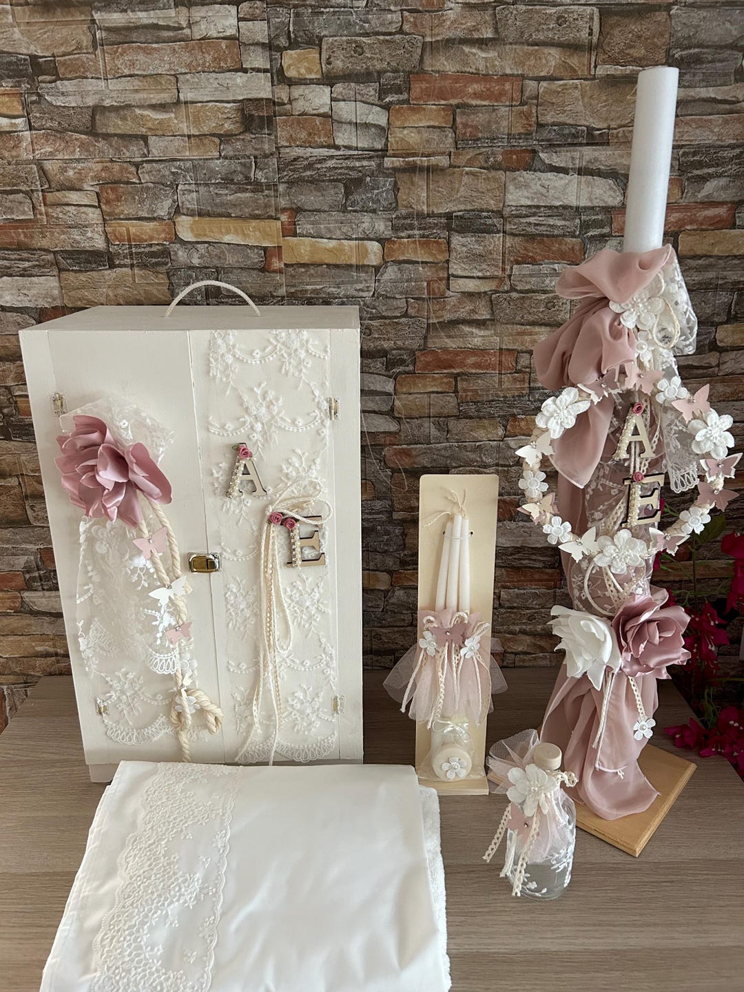 Personalized Wardrobe Greek Baptism Set Butterfly Floral Baby Girl ...