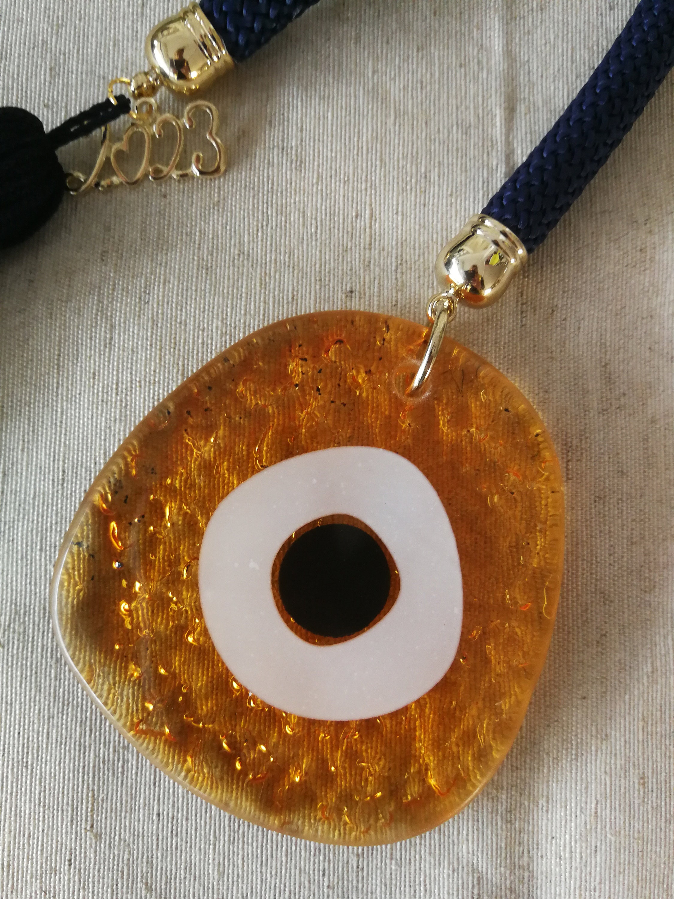 Night and Day Lucky Charm Glass Evil Eye Christmas New Year Greek Gouri ...