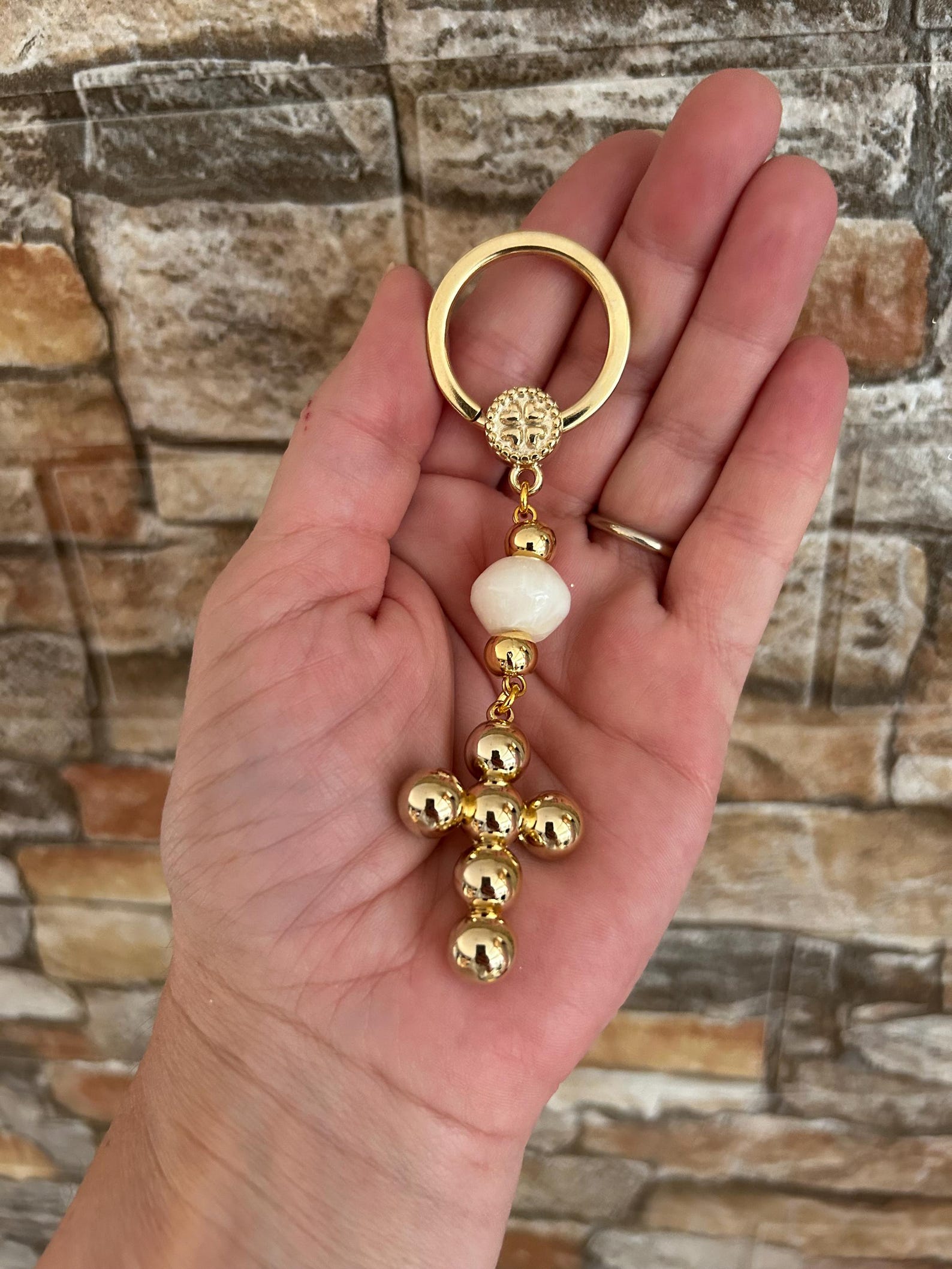 Personalized Stainless Steel 24K Gold Cross Keychain Favors Baptism ...