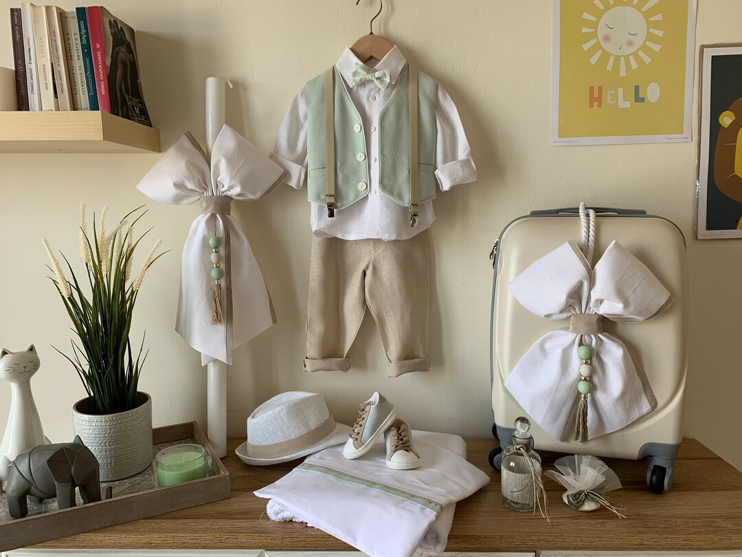 Summer Complete Baptism Set Suit Keepsake Suitcase Candle Towel Set ...