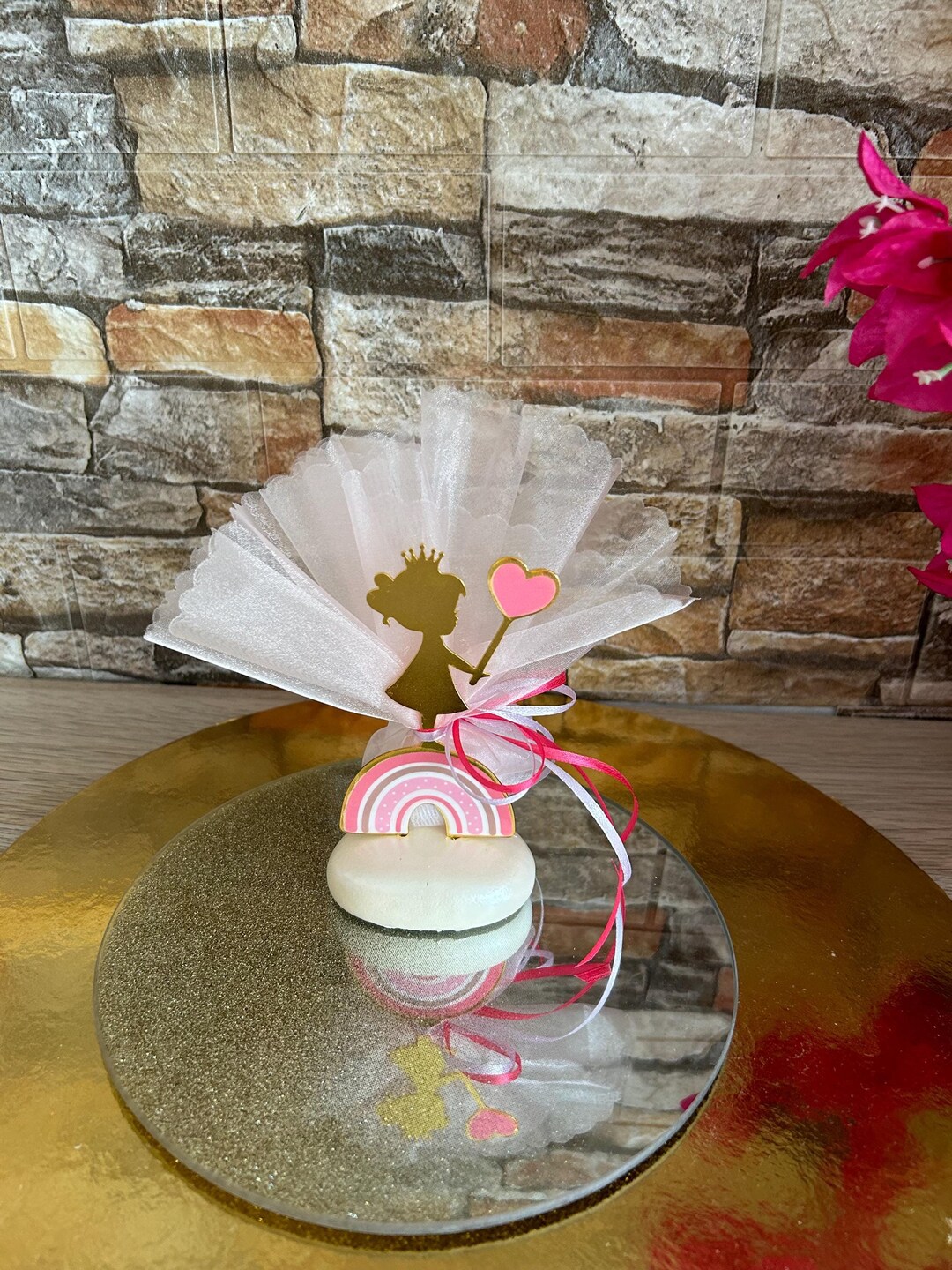 Rainbow Girl on Pebble Favors Princess Heart Baptism Ornament Souvenirs ...