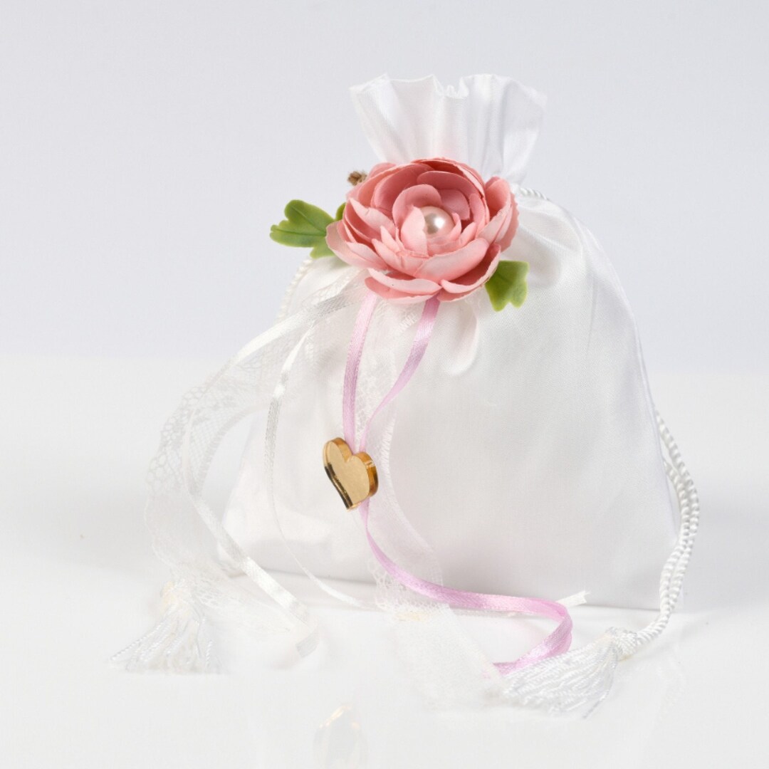 Elegant Flower Favors With Gold Heart Wedding Baptism Bomboniere Greek ...