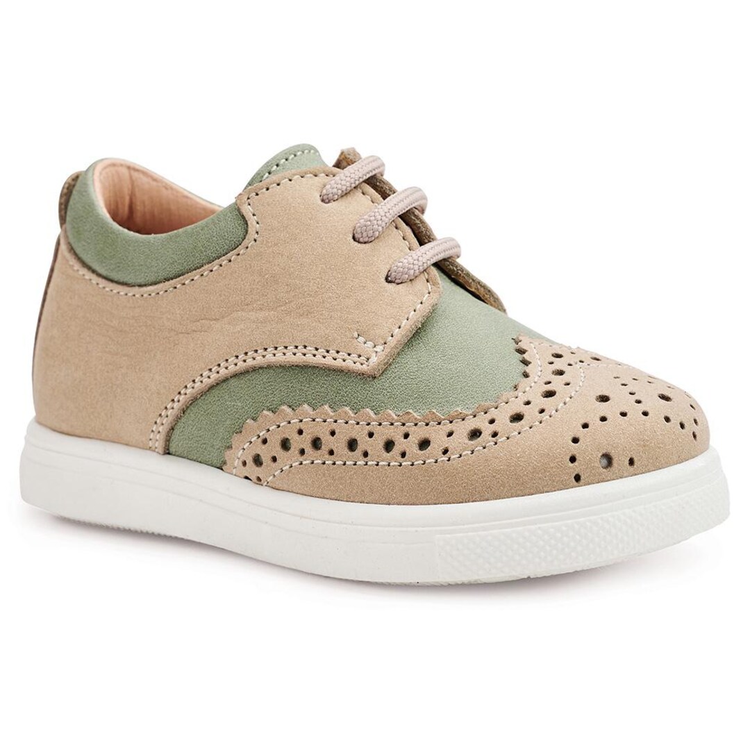 Brogues Baby Boy Shoes Cream Lime Leather Wingtips Kids Wedding ...