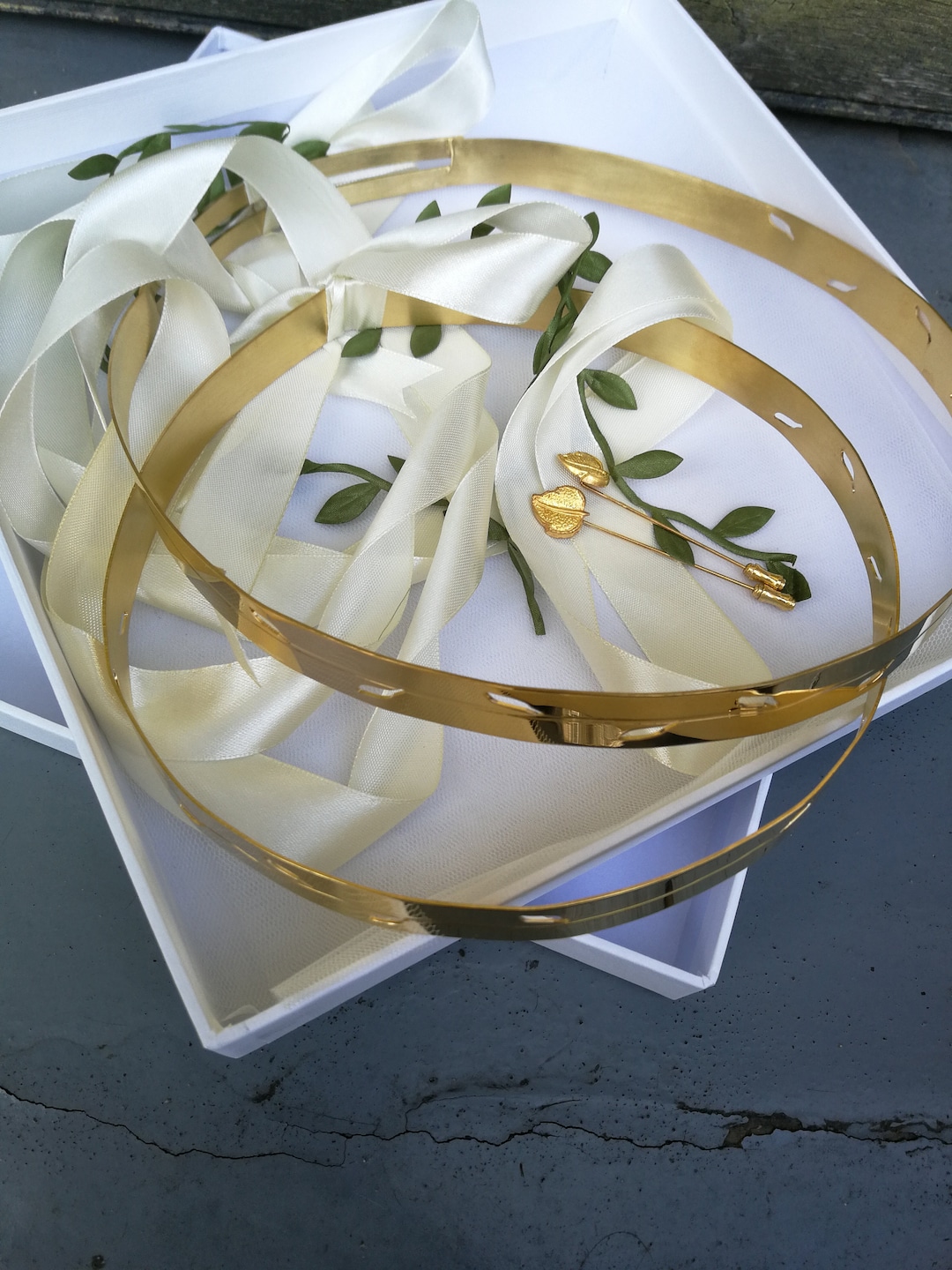 24k Gold Olive Stefana Wedding Crowns Greek Stefana Orthodox Ηandmade ...