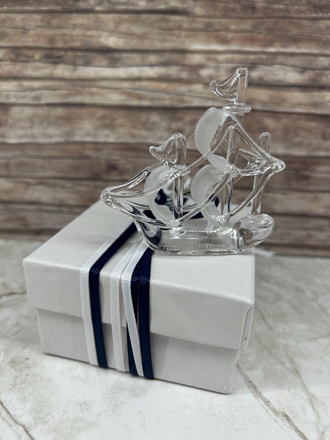 Crystal Boat Ornament Favors in Box Baptism Wedding Baby Shower ...