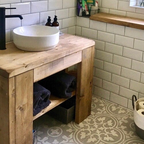 Rustic Washstand Shelf Wash Stand Sink Unit Hand Crafted - Etsy