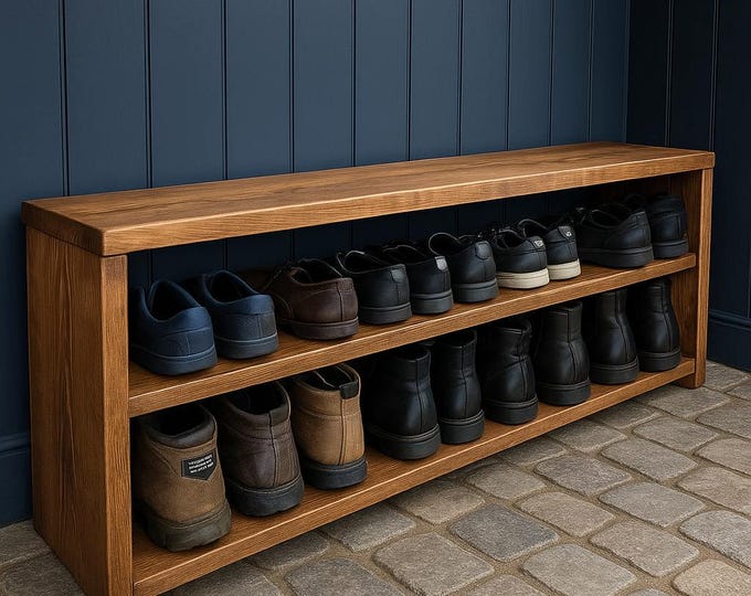 Rustic Boot Rack Storage Shoe Organiser Chunky Rustic Handmade ...