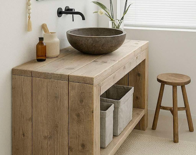 BESPOKE & SHELF Rustic Wash Stand Sink Unit Handcrafted Basin Unit ...