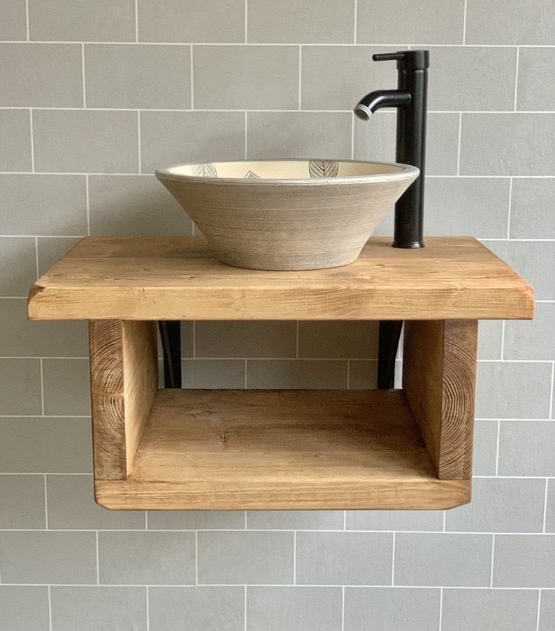 Rustic floating washstand sink unit hand crafted rustic | Etsy