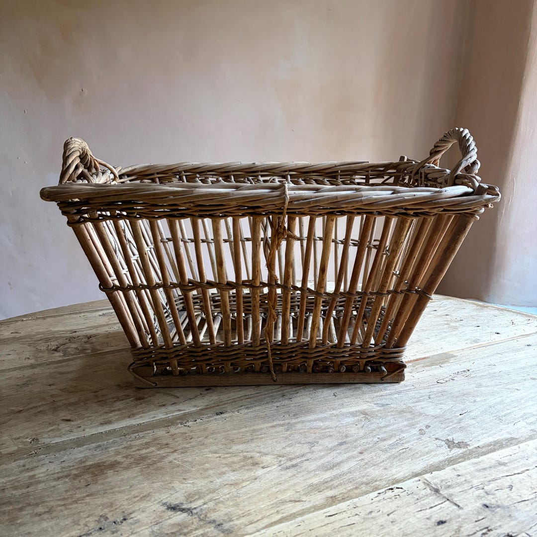 French Antique Laundry Stick Basket - Decorative Home Interiors - Etsy