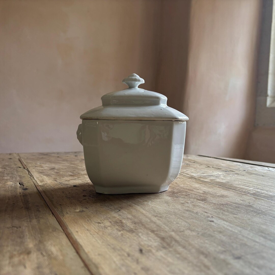 19th Century French White Porcelain Sugar Box - Antique Tableware - Etsy
