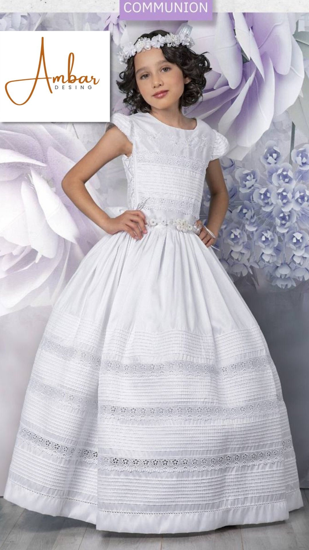 First Communion Dress, Christening Dress, Vestido De Primera Comunion ...
