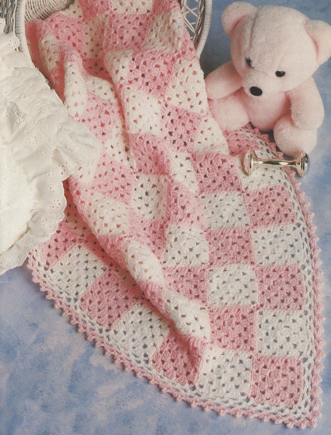 Checkerboard Coverlet for Baby Crochet Vintage Pattern PDF Download - Etsy