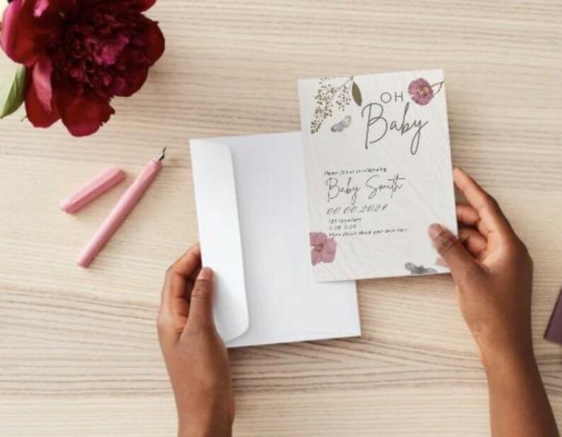 Editable Flower Baby Shower Template - Etsy