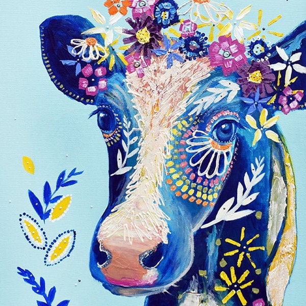 Cow Daisy Painting - Etsy