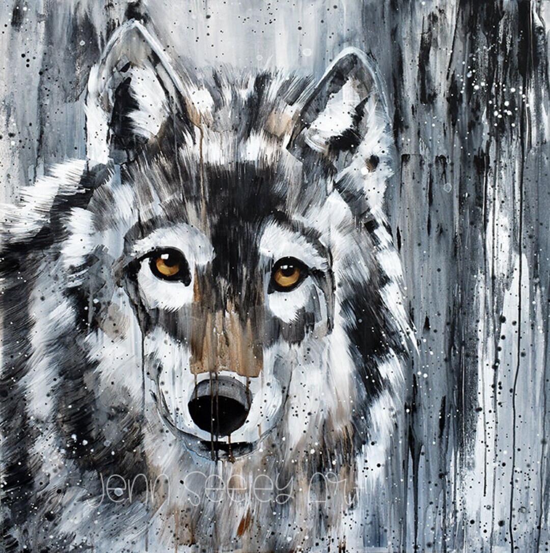 Golden Eyes Wolf Fine Art Print 12 X 12 Print - Etsy