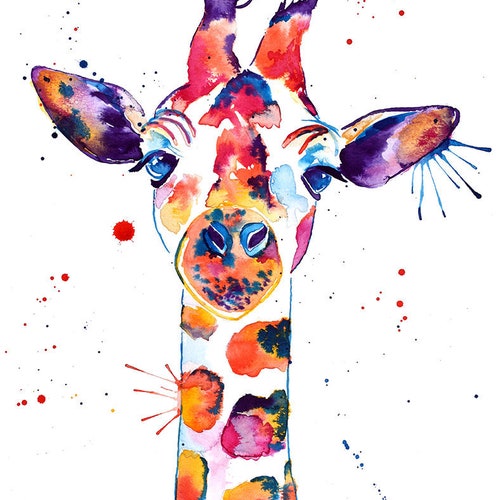Whimsical Giraffe Art Print Baby Giraffe Flowery Giraffe - Etsy
