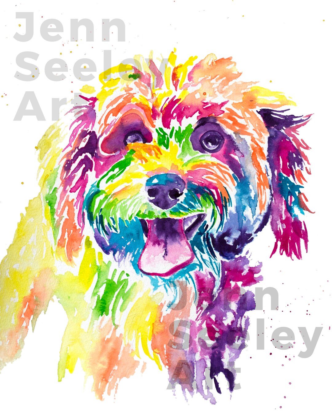 Golden Doodle Watercolor Print, Dog Gifts, Golden Doodle Art ...