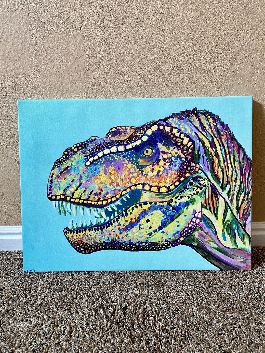 Colorful T-REX CANVAS Print 18 X 24 Inches - Etsy